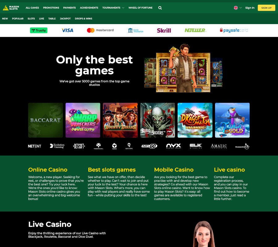 Mason Slots Casino Review: Bonuses, Games, Pros & Cons