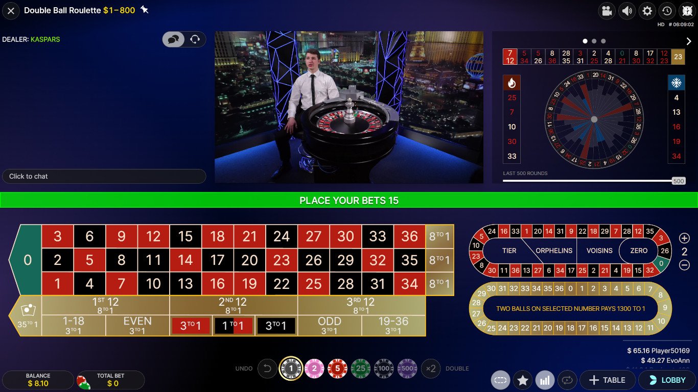 Live Dealer Double Ball Roulette (Evolution Gaming) Review, Bonuses ...