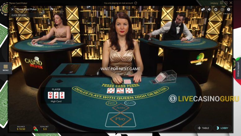 Live Dealer Three Card Poker (Evolution Gaming) Review, Bonuses, Pros & Cons